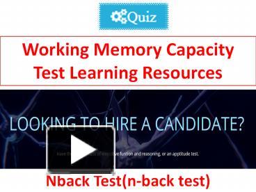 PPT – Working Memory Capacity Test Learning Resources PowerPoint ...