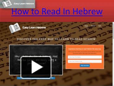 PPT – How to Read In Hebrew PowerPoint presentation | free to download ...