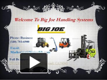 Big Joe Handling Systems presentation | free to download