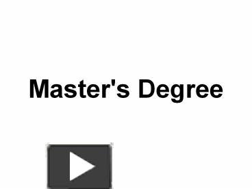 Masters Degree presentation | free to download
