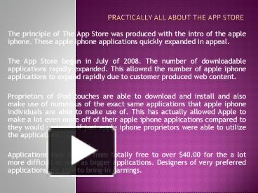PPT – Practically all About the App Store PowerPoint presentation ...
