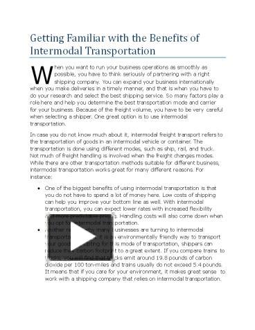 PPT – Getting Familiar with the Benefits of Intermodal Transportation ...