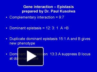 PPT – Gene interaction Epistasis prepared by Dr' Paul Kusolwa ...