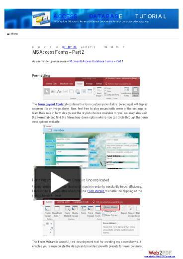 MS Access Forms – Part 2 presentation | free to download
