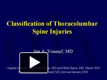 Classification of Thoracolumbar Spine Injuries presentation | free to view