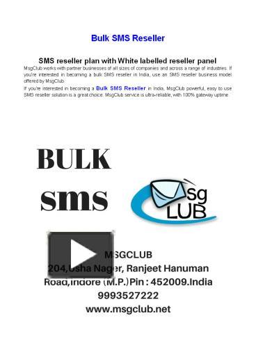 PPT – Bulk SMS Reseller PowerPoint presentation | free to download - id ...