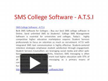 PPT – SMS College Software - A.T.S.I PowerPoint presentation | free to ...
