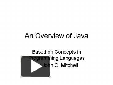 PPT – An Overview of Java PowerPoint presentation | free to view - id ...