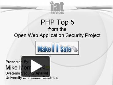 PPT – PHP Top 5 from the Open Web Application Security Project ...