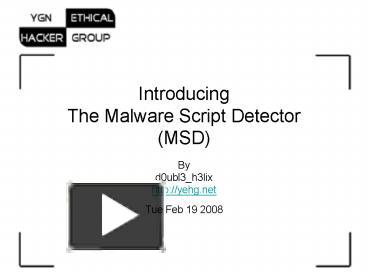 PPT – Introducing The Malware Script Detector MSD PowerPoint ...