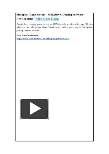 PPT – Multiplay Game Servers - Multiplayer Gaming Software Development ...