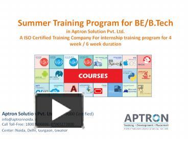 PPT – Summer Training Program for BE & B.Tech PowerPoint presentation ...
