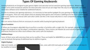 Types Of Gaming Keyboards presentation | free to download