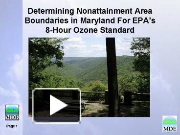 Determining Nonattainment Area Boundaries in Maryland For EPAs 8Hour ...