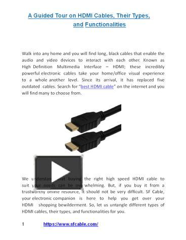A Guided Tour on HDMI Cables, Their Types, and Functionalities ...