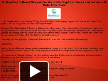 MotiveWave Software Releases Versions with Cryptocurrencies and Volume ...