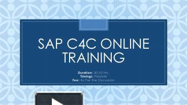 SAP C4C Overview | SAP C4C PPT presentation | free to download