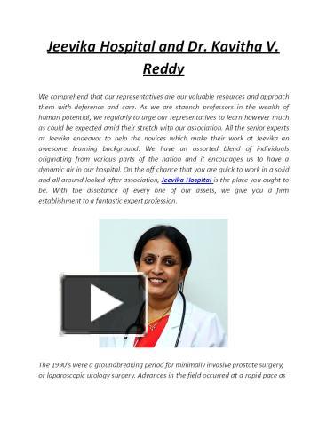 PPT – Jeevika Hospital and Dr. Kavitha V. Reddy PowerPoint presentation ...