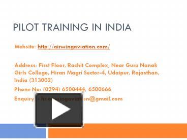 PPT – Pilot training in India PowerPoint presentation | free to ...