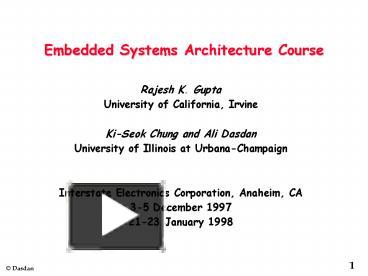 Embedded Systems Architecture Course presentation | free to view