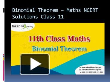 Important Topic Binomial Theorem For Maths NCERT Solutions Class 11 ...