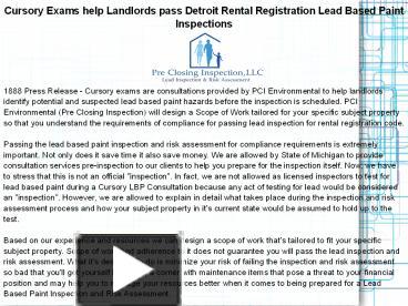 PPT – Cursory Exams help Landlords pass Detroit Rental Registration ...