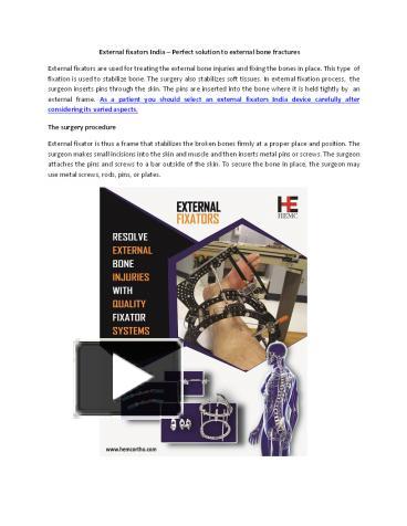 External fixators India – Perfect solution to external bone fractures ...