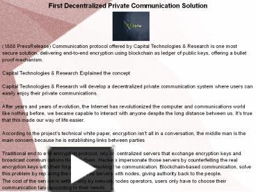 PPT – First Decentralized Private Communication Solution PowerPoint ...