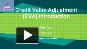 Credit Value Adjustment (CVA) Introduction presentation | free to download