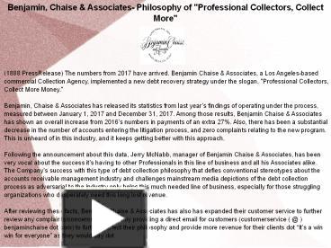 PPT – Benjamin, Chaise & Associates- Philosophy of "Professional ...