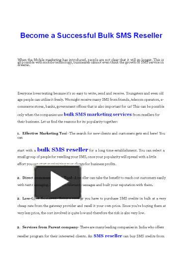 PPT – Become a Successful Bulk SMS Reseller (1) PowerPoint presentation ...
