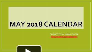 PPT – MAY CALENDAR PowerPoint presentation | free to download - id ...