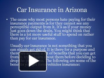PPT – Car Insurance in Arizona PowerPoint presentation | free to ...