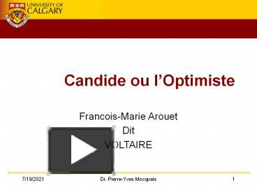 PPT – Candide ou l PowerPoint presentation | free to download - id ...