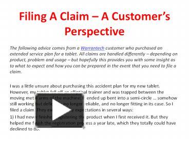PPT – Filing A Claim – A Customer’s Perspective PowerPoint presentation ...