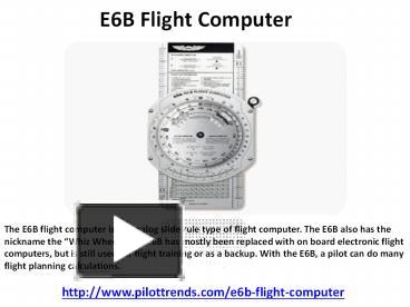 E6B Flight Computer presentation | free to download