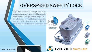 Overspeed Safety Lock presentation | free to download