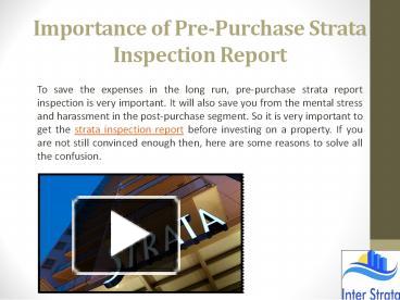 Importance of Pre-Purchase Strata Inspection Report presentation | free ...
