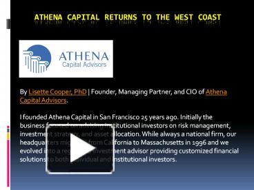 Athena Capital Returns to the West Coast presentation | free to download
