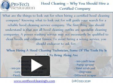 PPT – Exhaust Vent Hood Cleaning PowerPoint presentation | free to ...