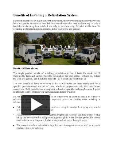 Benefits of Installing a Reticulation System presentation | free to ...