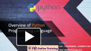 PPT – Overview of Python | History | Advantages | Applications ...