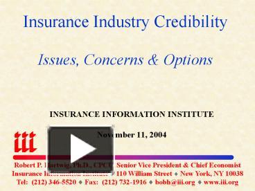 PPT – Insurance Industry Credibility Issues, Concerns PowerPoint ...