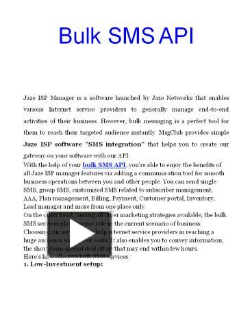 PPT – Benefits of Bulk SMS API in India PowerPoint presentation | free ...