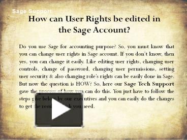 How can User Rights be edited in the Sage Account? presentation | free ...