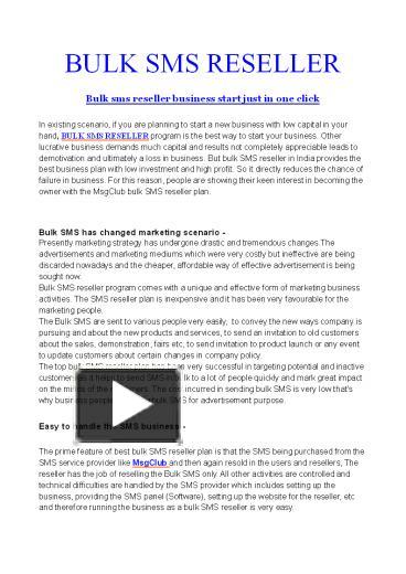PPT – Bulk sms reseller like bulk sms dealers PowerPoint presentation ...