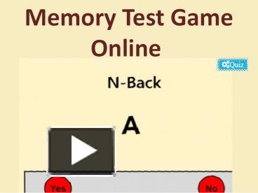 Memory Test Game Online presentation | free to download