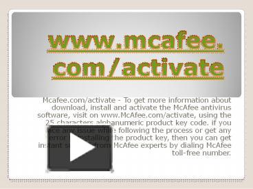McAfee Activate, Download and Install McAfee Product Online (16 ...