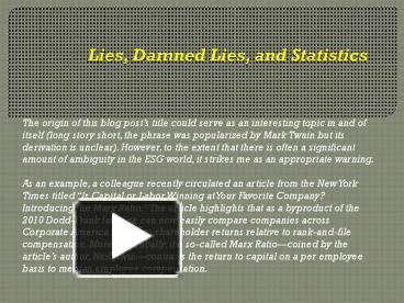 PPT – Lies, Damned Lies, and Statistics PowerPoint presentation | free ...