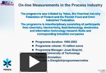 PPT – Online Measurements in the Process Industry PowerPoint ...